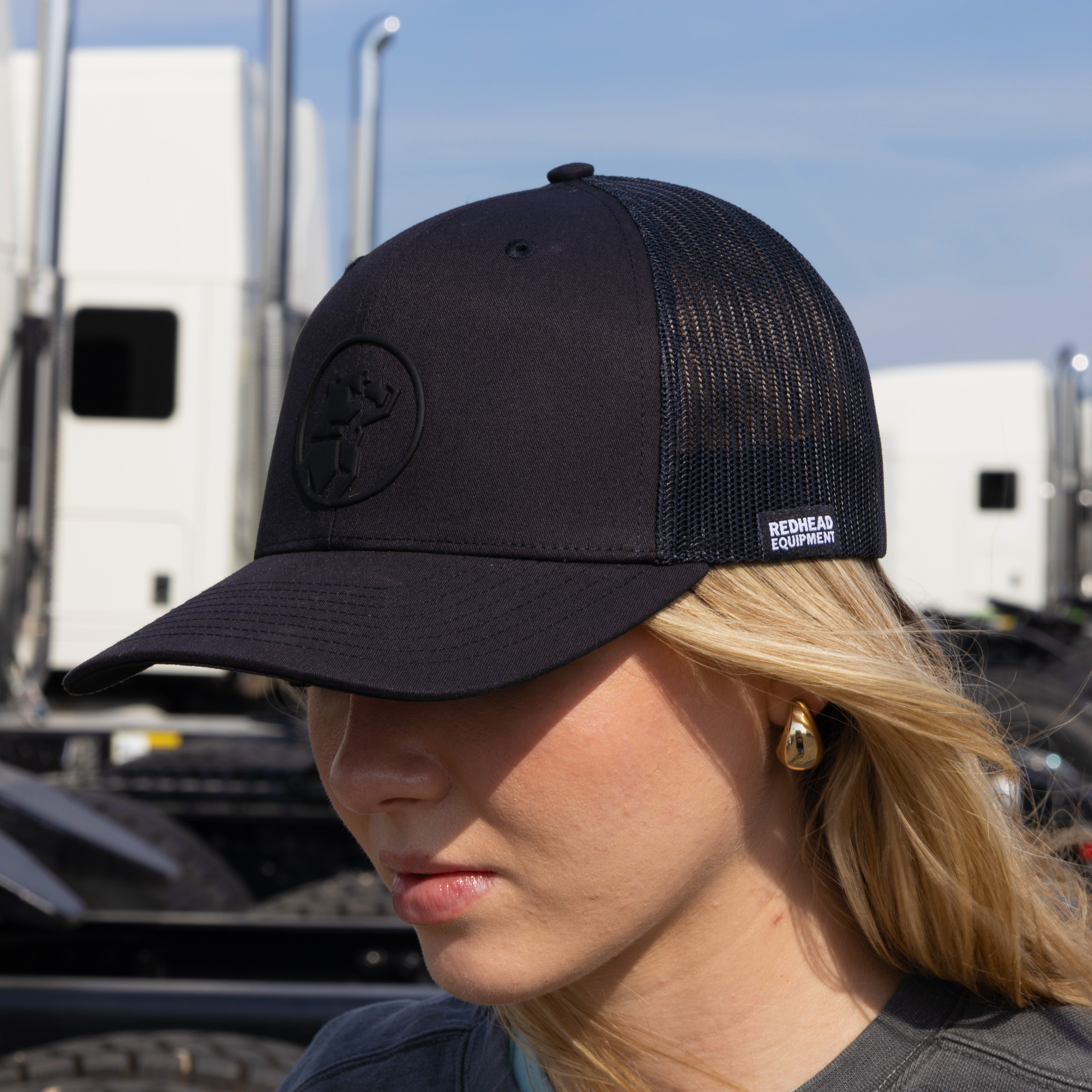 Black Rubber Mack Logo Hat – Redhead Equipment